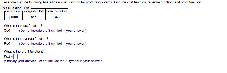 Solved Assume That The Following Has A Linear Cost Function