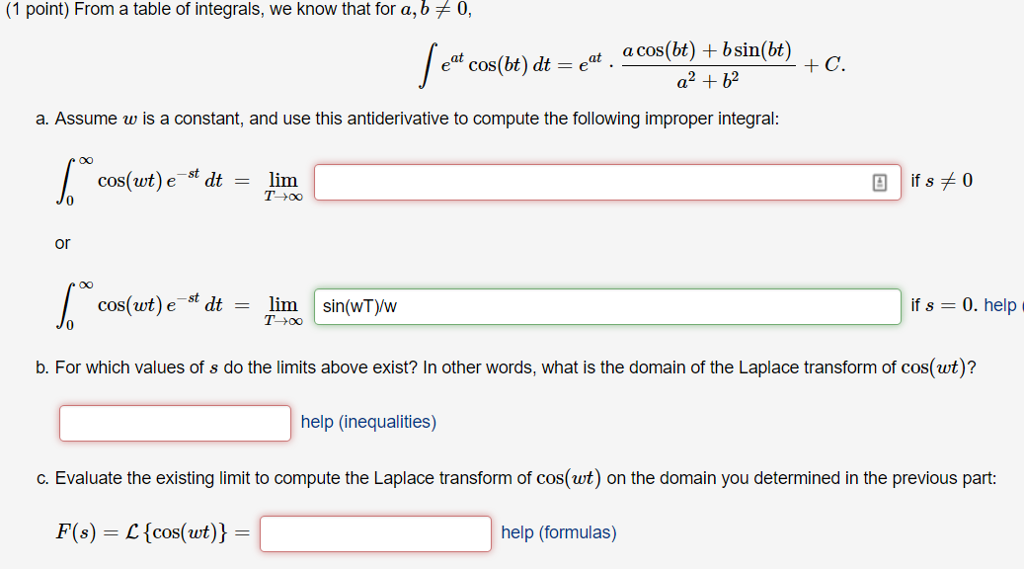Solved ble point) From a table of integrals, we know that | Chegg.com