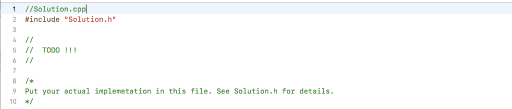 C++ data structure lab. Below are Solution.cpp, | Chegg.com