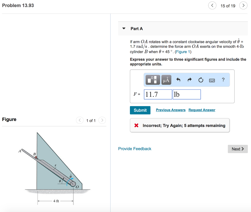 Solved Problem 1393 15 Of 19 Part A If Arm Oa Rotates