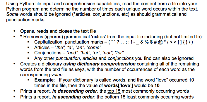 Solved Using Python file input and comprehension | Chegg.com