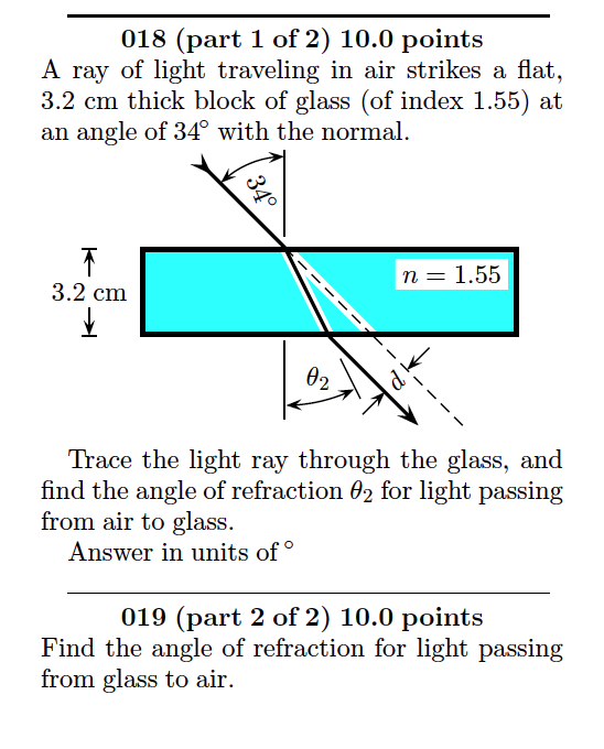 A ray of light traveling in air strikes a flat, 3.2 | Chegg.com