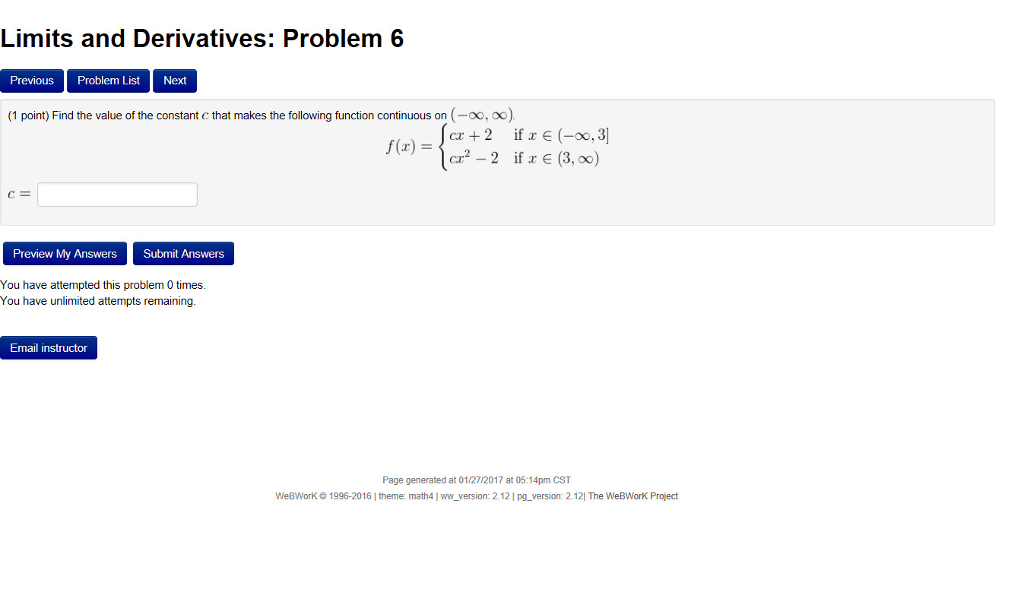 Solved Find the value of the constant c that makes the | Chegg.com