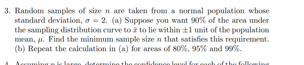 Solved 3. Random samples of size n are taken from a normal | Chegg.com