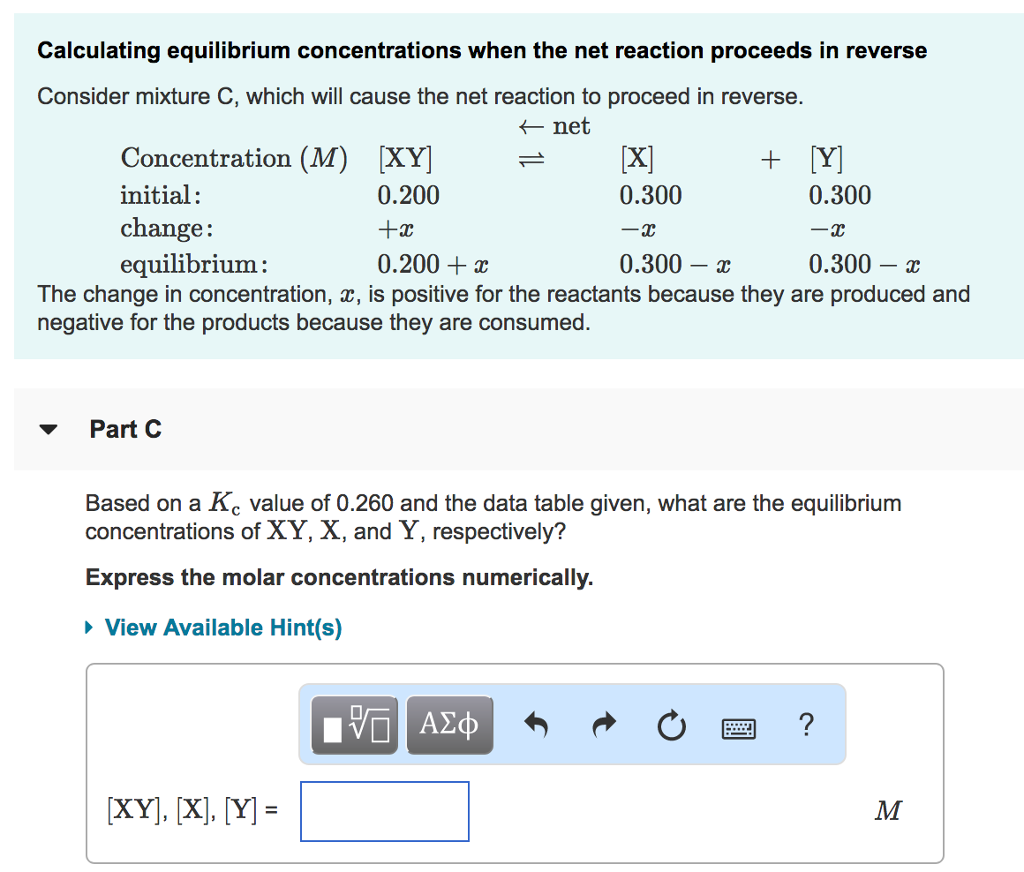 Solved Calculating equilibrium concentrations when the net | Chegg.com
