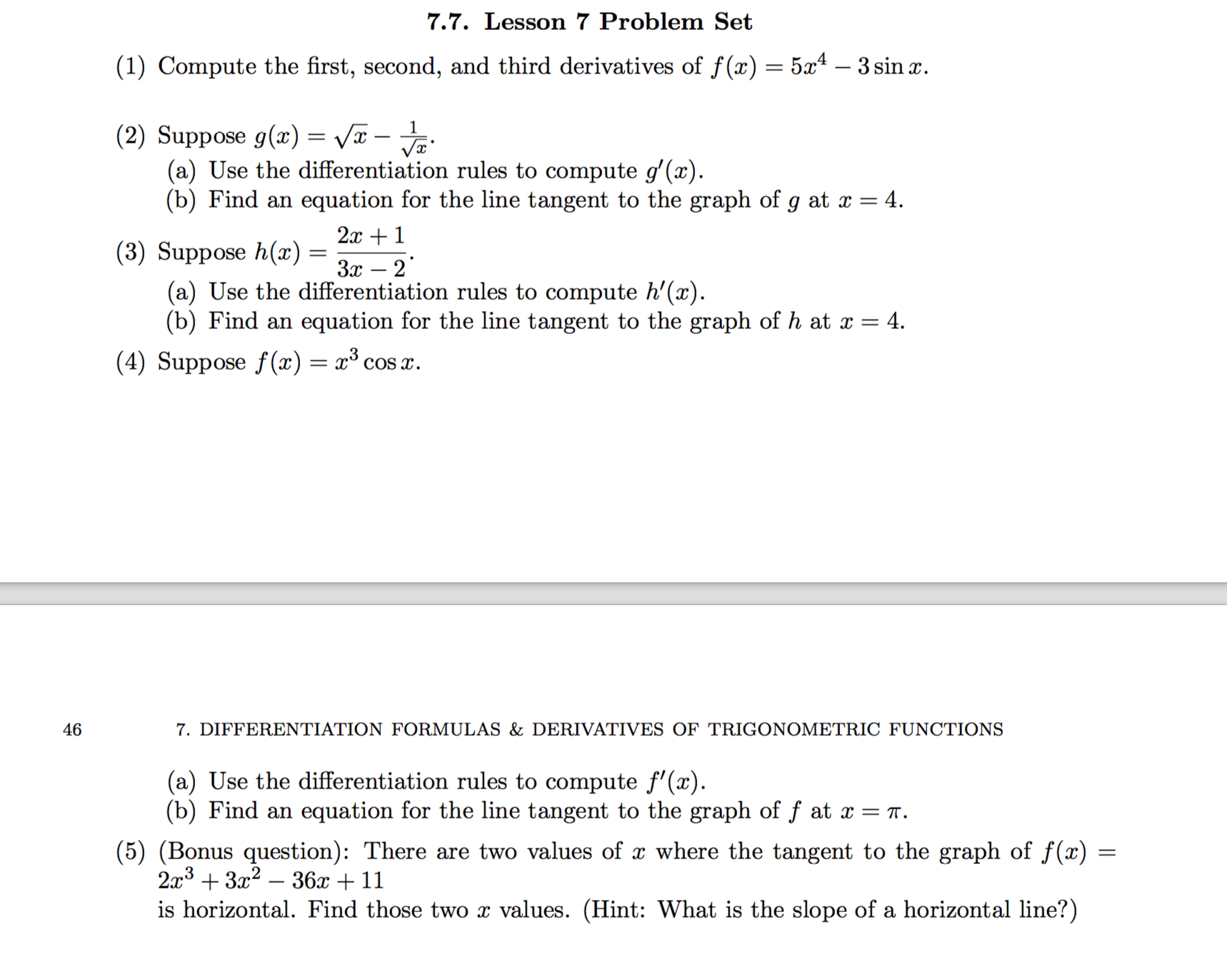 Solved 7.7. Lesson 7 Problem Set (1) Compute the first, | Chegg.com