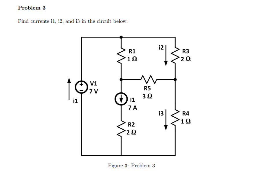 Solved Problem 3 Find currents il, i2, and i3 in the circuit | Chegg.com