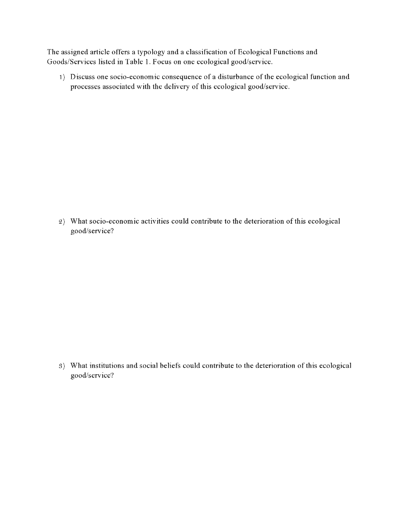 Solved 396 R.S. de Groo Ecological Econo 41 (2002 393-408 | Chegg.com