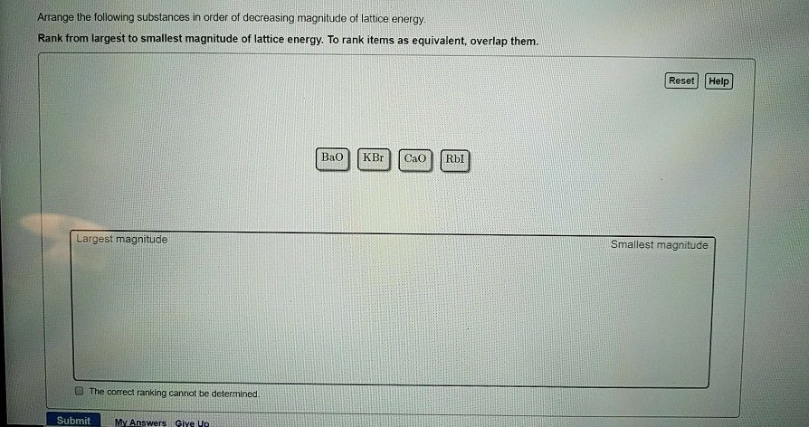 Solved Arrange the following substances in order of | Chegg.com