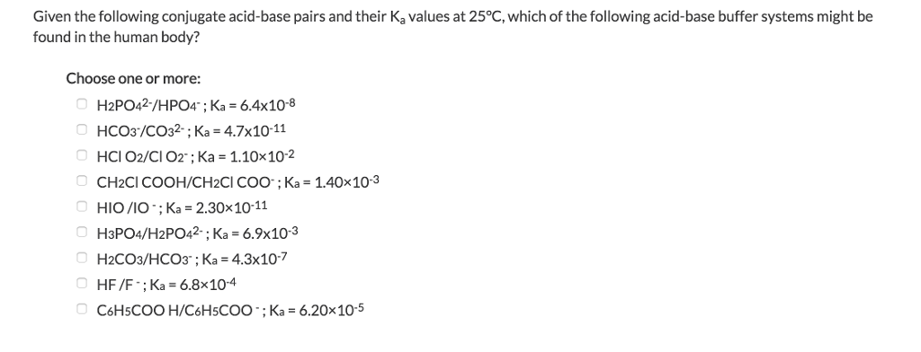 Solved Given the following conjugate acid-base pairs and | Chegg.com