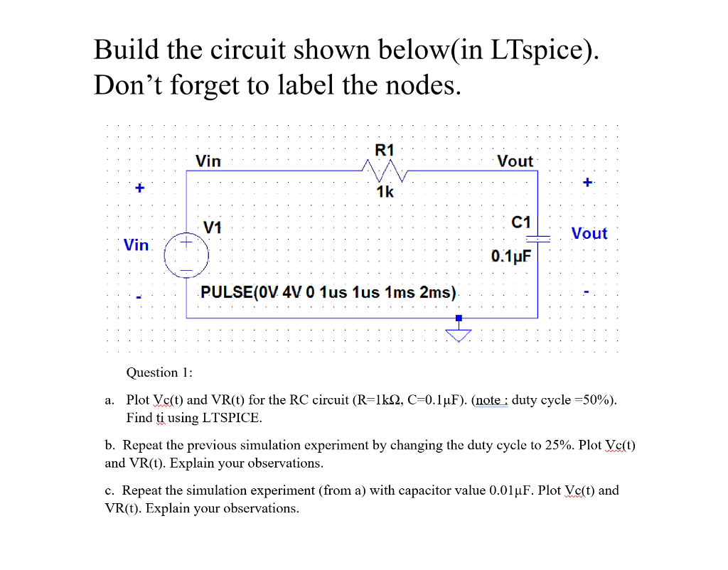 Solved Build the circuit shown below(in LTspice) Don't | Chegg.com