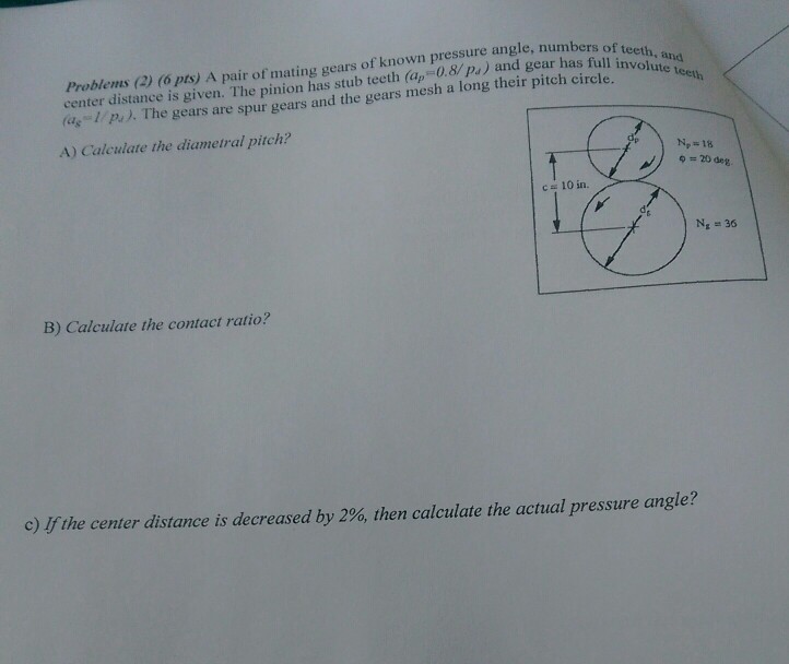 Solved Problems () (6 pts) A pair of mating gears of known | Chegg.com