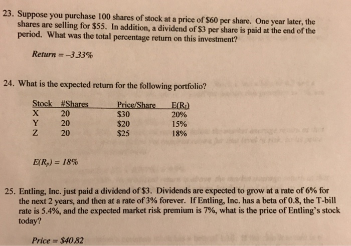 Solved Suppose you purchase 100 shares of stock at a price | Chegg.com