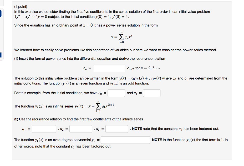 Solved (1 point) In this exercise we consider finding the | Chegg.com