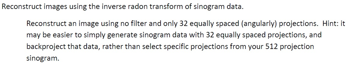 Solved Reconstruct images using the inverse radon transform | Chegg.com