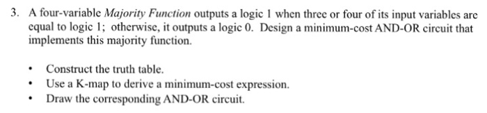 Solved A Four Variable Majority Function Outputs A Logic 1 