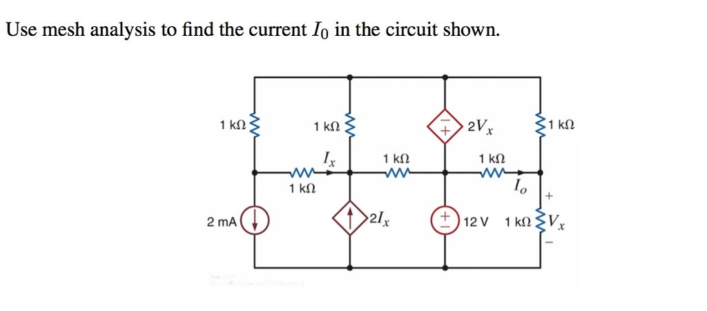 Solved Use mesh analysis to find the current I_0 in the | Chegg.com