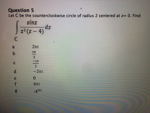 Solved Question 5 Let C be the counterclockwise circle of | Chegg.com ...