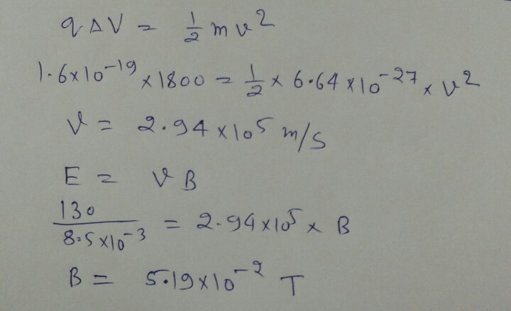 Solved Q delta v = 1/2 mv^2 1.6 times 10^-19 times 1800 = | Chegg.com
