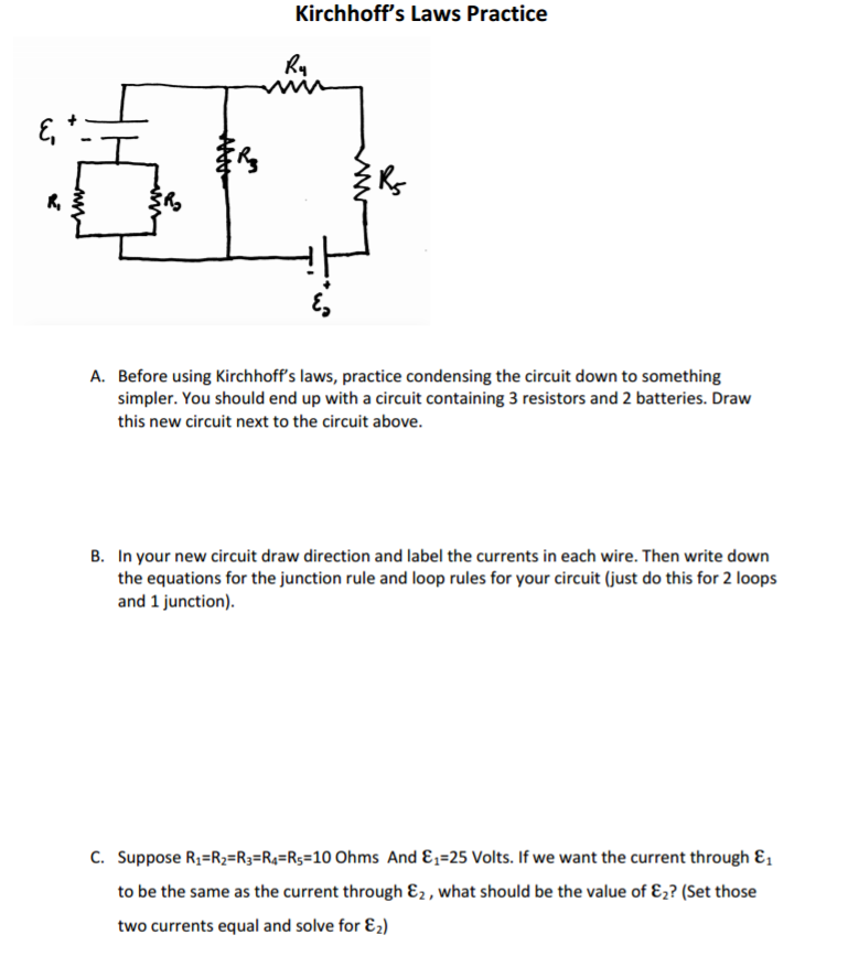 Solved Before using Kirchhoff s laws, practice condensing | Chegg.com