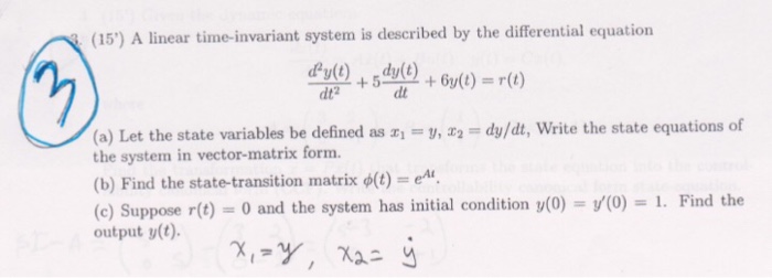 Solved A linear time-invariant system is described by the | Chegg.com