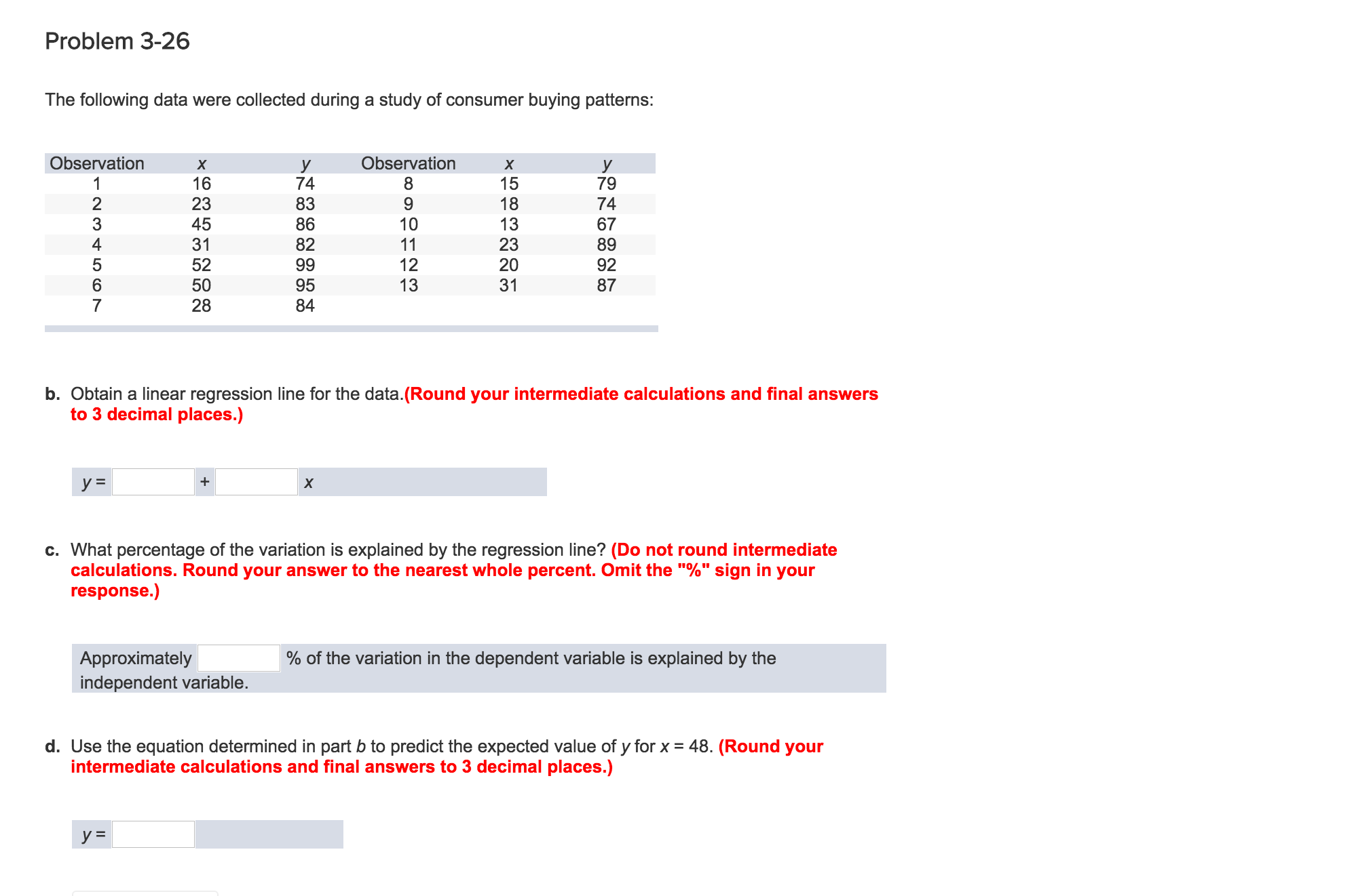 Solved The following data were collected during a study of | Chegg.com