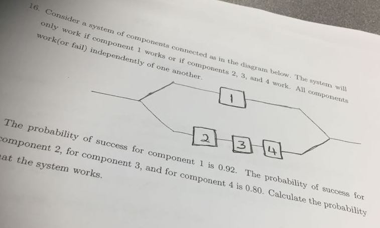 Solved Consider a system of components connected as in the | Chegg.com