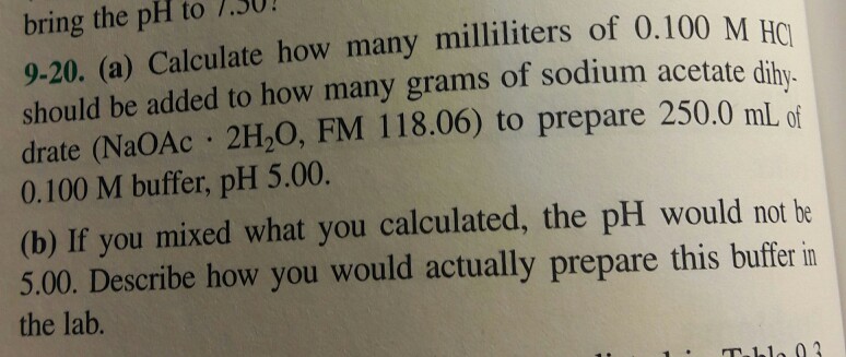 Solved 9-20. (a) Calculate how many milliliters of 0.100 M | Chegg.com