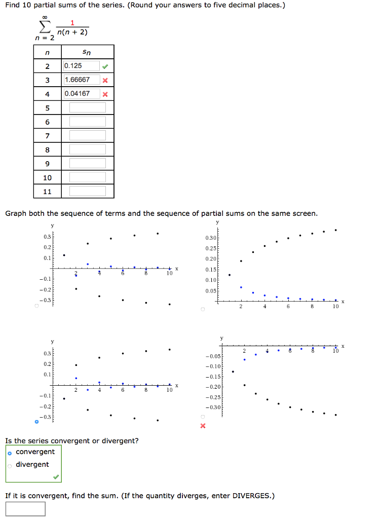 Solved Find 10 partial sums of the series. (Round your | Chegg.com