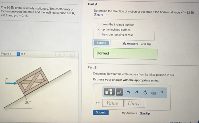 Solved The 90-lb crate is initially stationary. The | Chegg.com