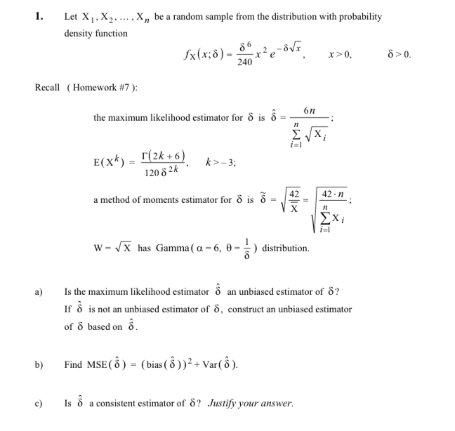 Solved X be a random sample from the distribution with | Chegg.com