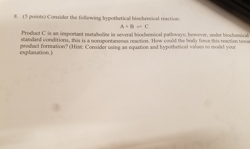 Solved Consider the following hypothetical biochemical | Chegg.com Solved Consider the following hypothetical biochemical | Chegg.com