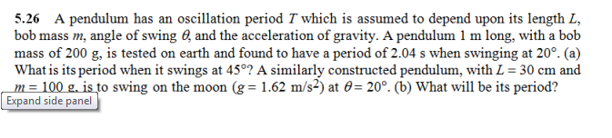 Solved 5.26 A pendulum has an oscillation period T which is | Chegg.com