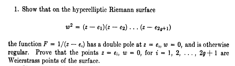 Solved Show that on the hyperelliptic Riemann surface w^2 = | Chegg.com