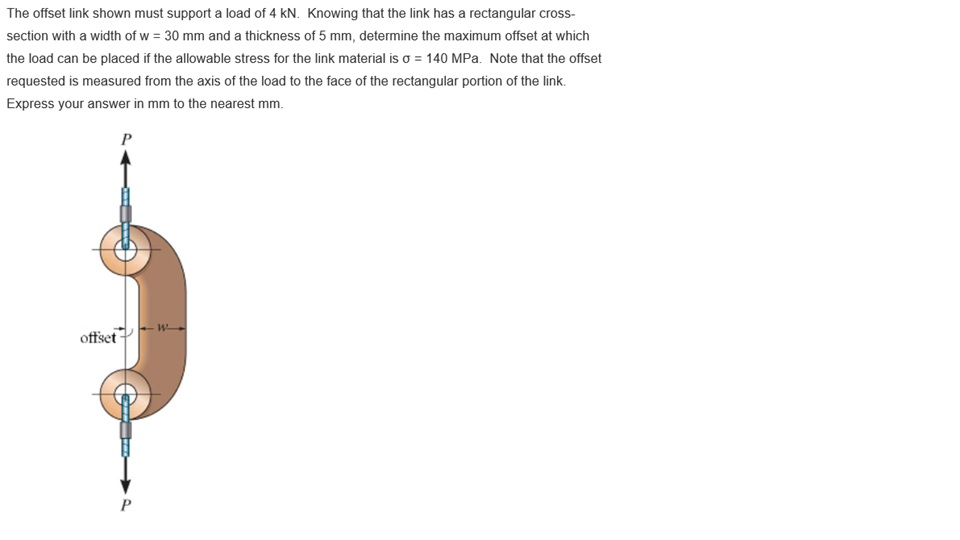 Solved The offset link shown must support a load of 4 kN. | Chegg.com