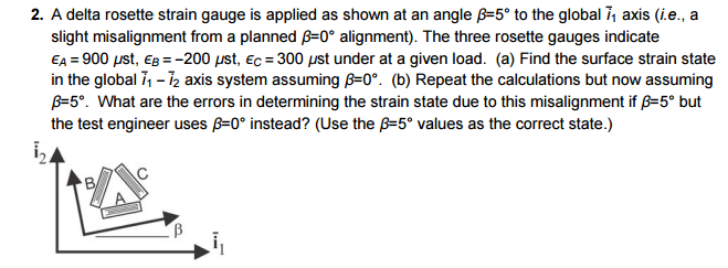 Solved 2. A delta rosette strain gauge is applied as shown | Chegg.com