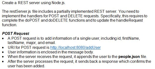 Solved Create a REST server using Node js. The restServer is | Chegg.com