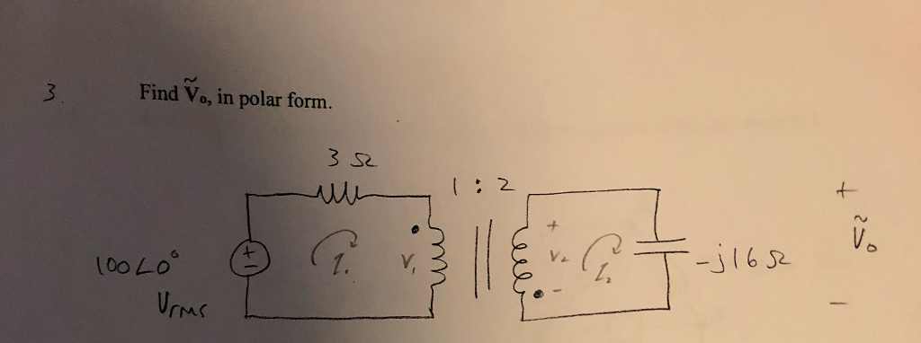 Solved Find Vo, in polar form. Vo 1. v -652 6 MK | Chegg.com