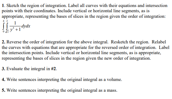 Solved 1. Sketch the region of integration. Label all curves | Chegg.com