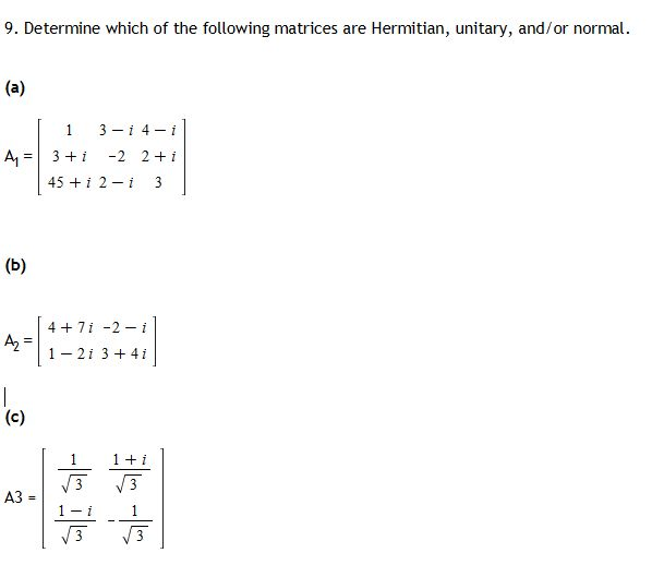 Solved Determine which of the following matrices are | Chegg.com