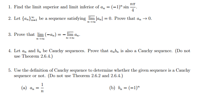 1. Find the limit superior and limit inferior of a | Chegg.com