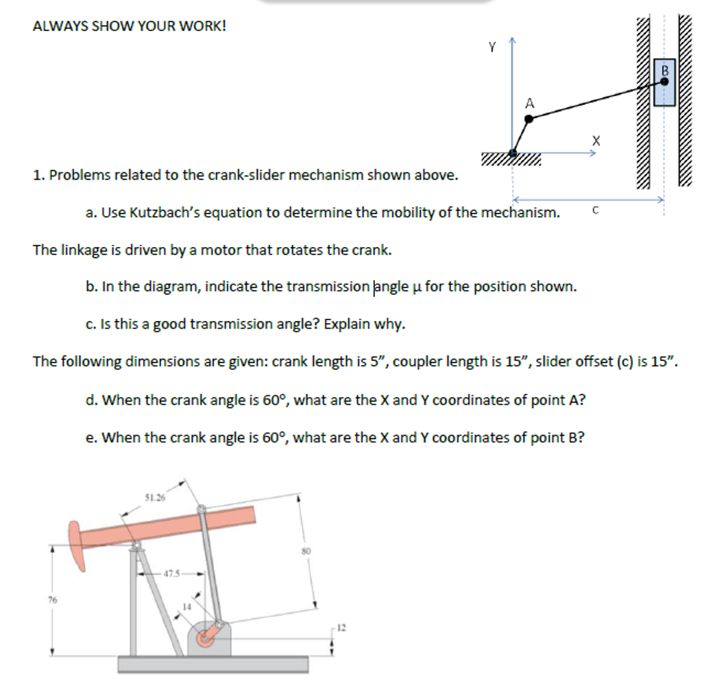 Solved Problems related to the crank-slider mechanism shown | Chegg.com