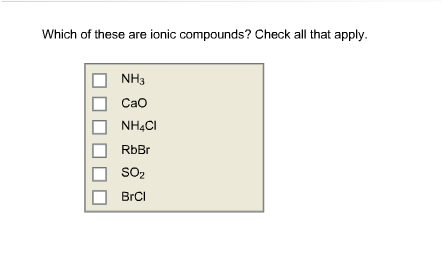 Solved Which of these are ionic compounds? I think that | Chegg.com