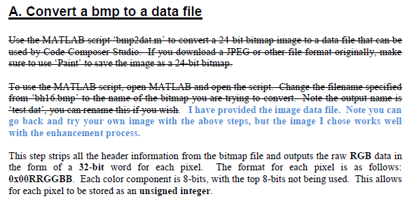 Solved Convert a bmp to a data file for code composer | Chegg.com