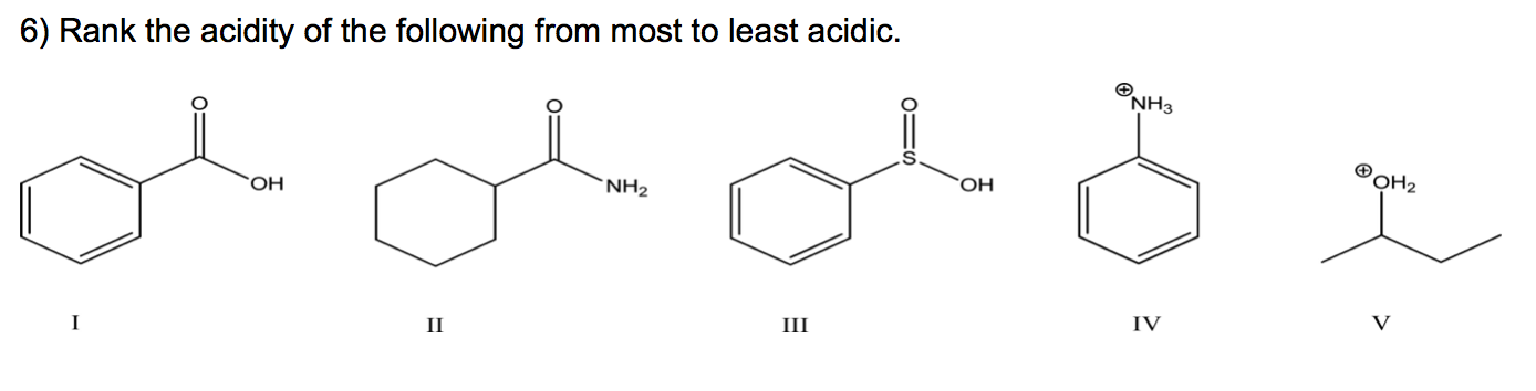 Solved rank the acidity of the following from most to least | Chegg.com