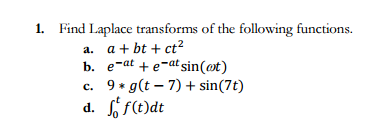 Solved Find Laplace transforms of the following functions. | Chegg.com