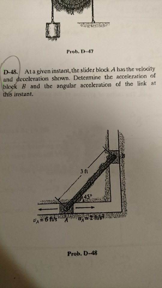 Solved At a given instant, the slider block A has the | Chegg.com