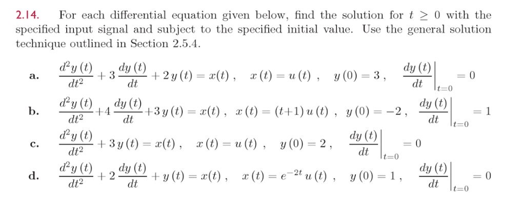 Solved 2.14. For each differential equation given below, | Chegg.com