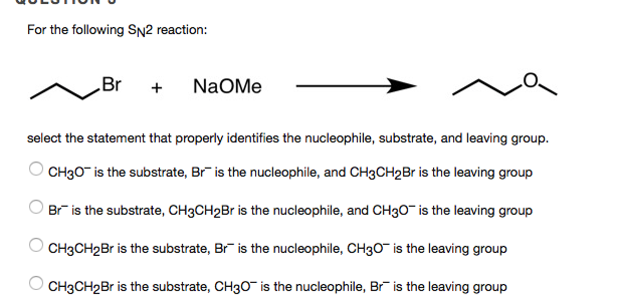 For the following S_N2 reaction: select the | Chegg.com
