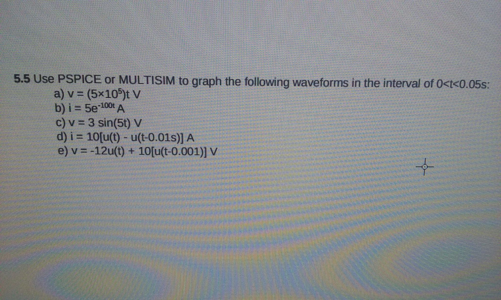 Solved Use PSPICE or MULTISIM to graph the following | Chegg.com